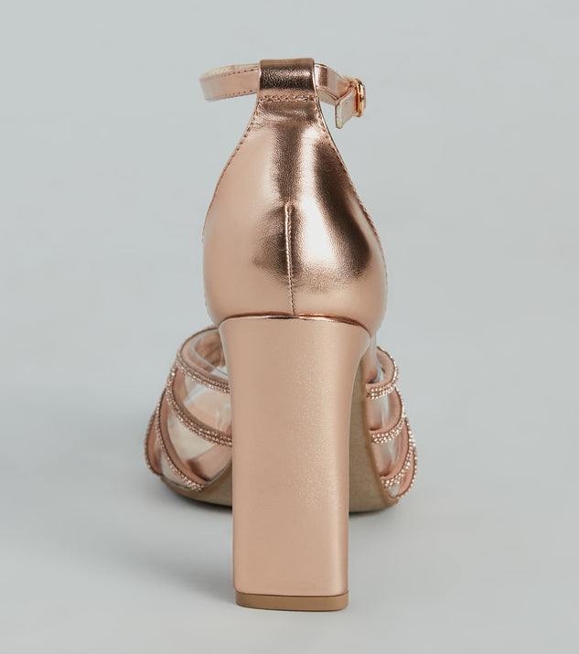 Glitzy Mood Rhinestone Strappy Metallic Heels & Windsor