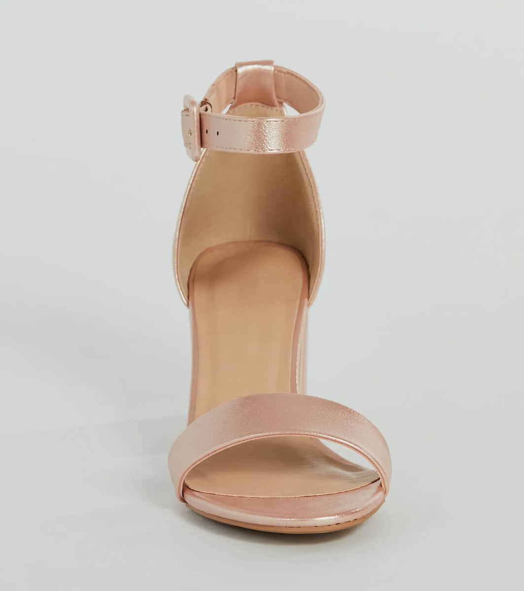 Elegantly Minimal Faux Leather Short Block Heels & Windsor