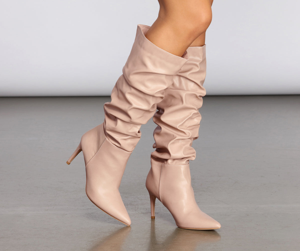 Scrunched Knee-High Stiletto Boots & Windsor
