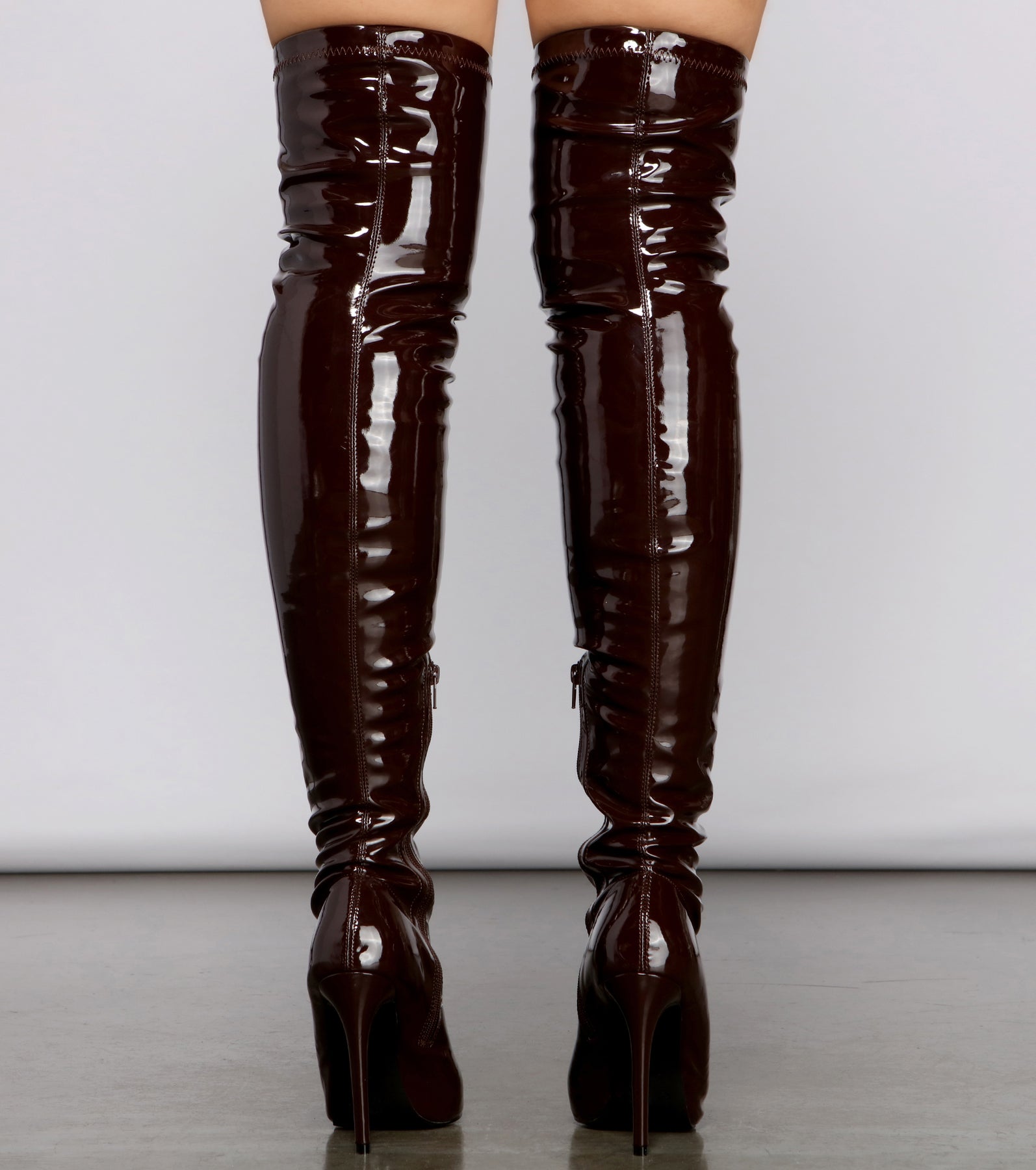 Faux Patent Leather Thigh High Boots & Windsor