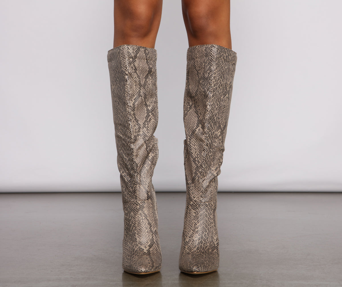 Stylish Vixen Snake Print Stiletto Heel Boots & Windsor