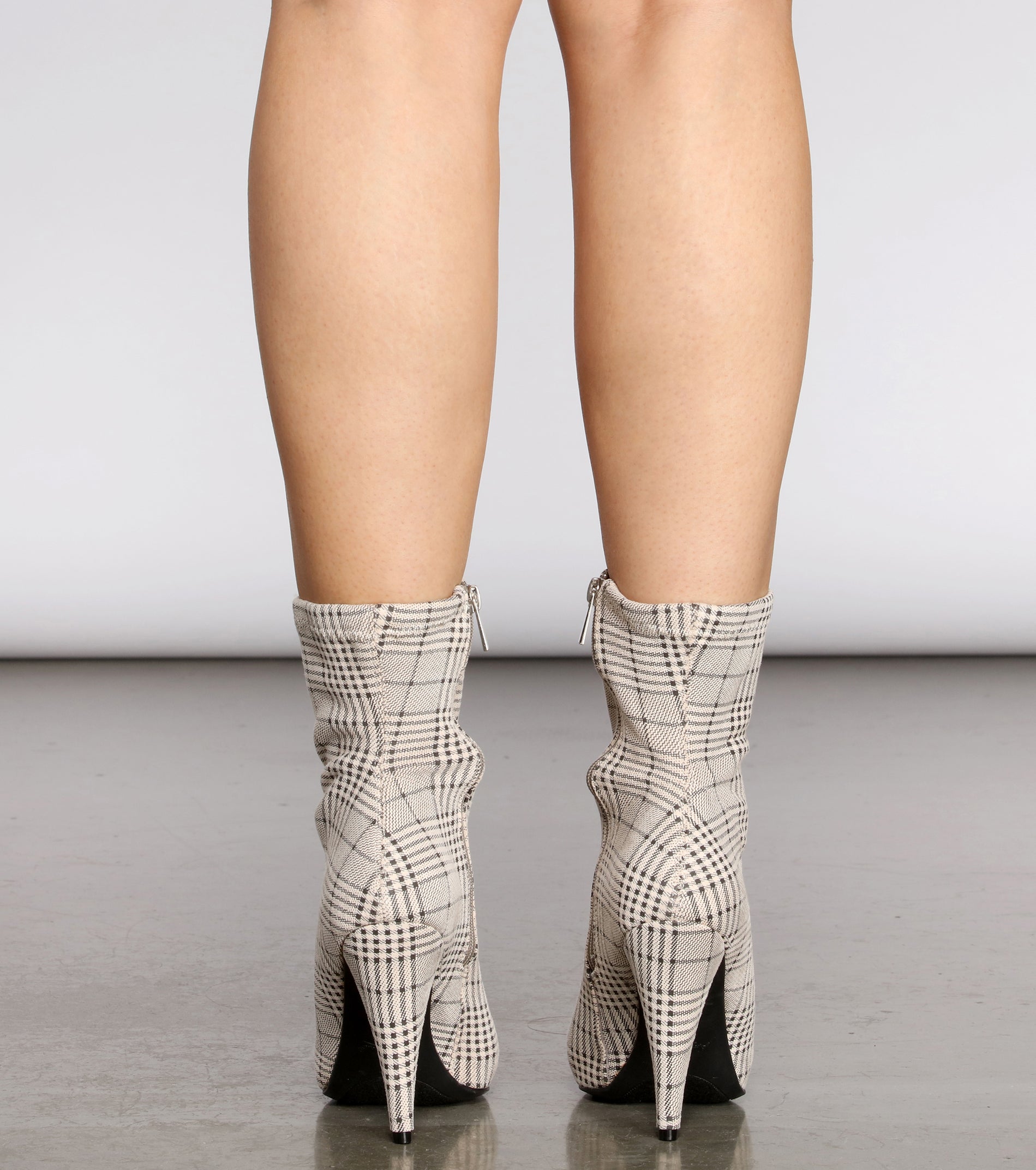 Plaid Stiletto Sock Booties & Windsor