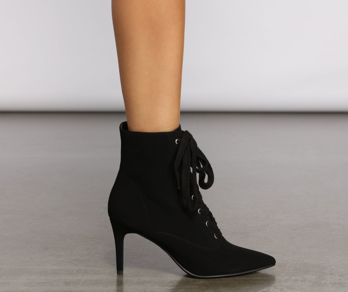 Lace Up Faux Nubuck Stiletto Booties & Windsor