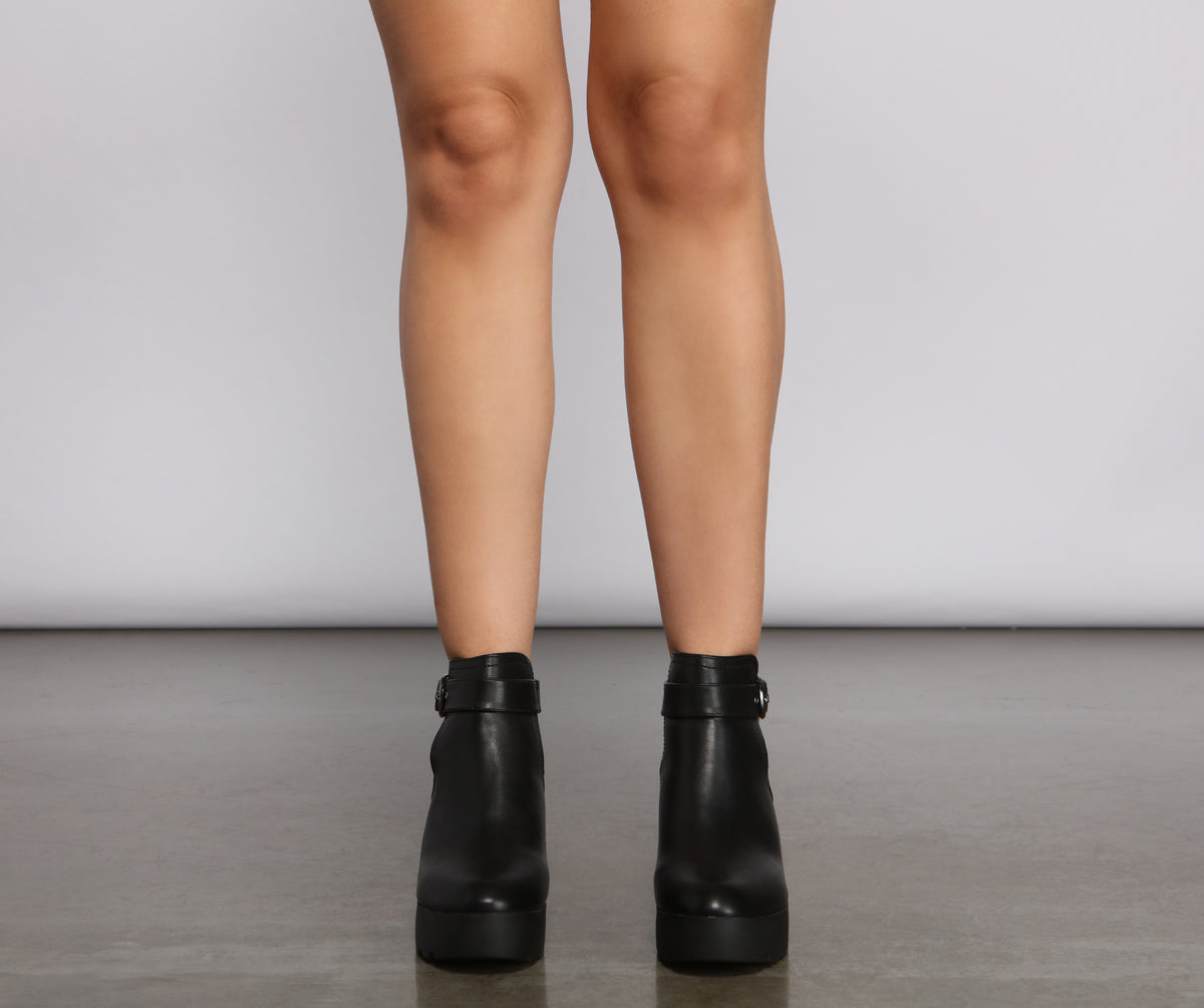 Edgy Vibes Faux Leather Platform Booties & Windsor