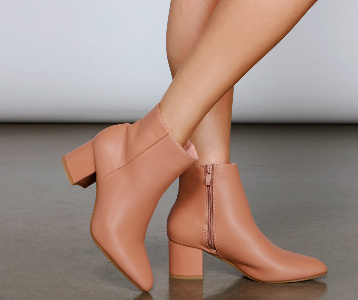 Fall In Faux Leather Block Heel Booties & Windsor