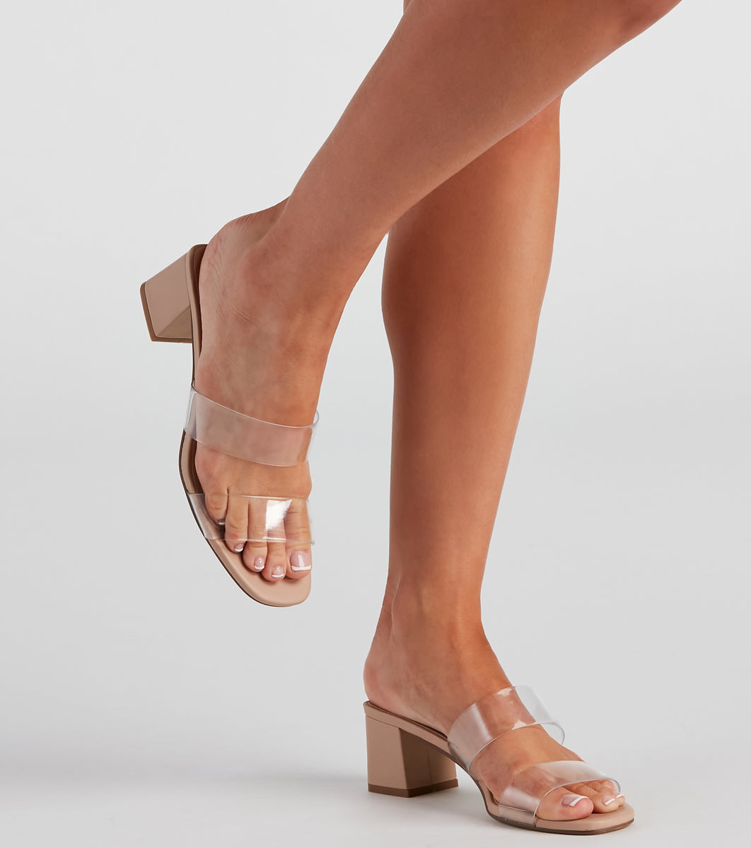In Clear View Dual PVC Strap Mules & Windsor