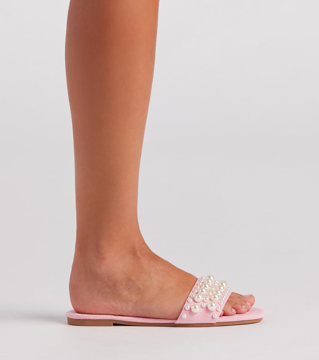 Precious In Faux Pearl Flat Sandals & Windsor