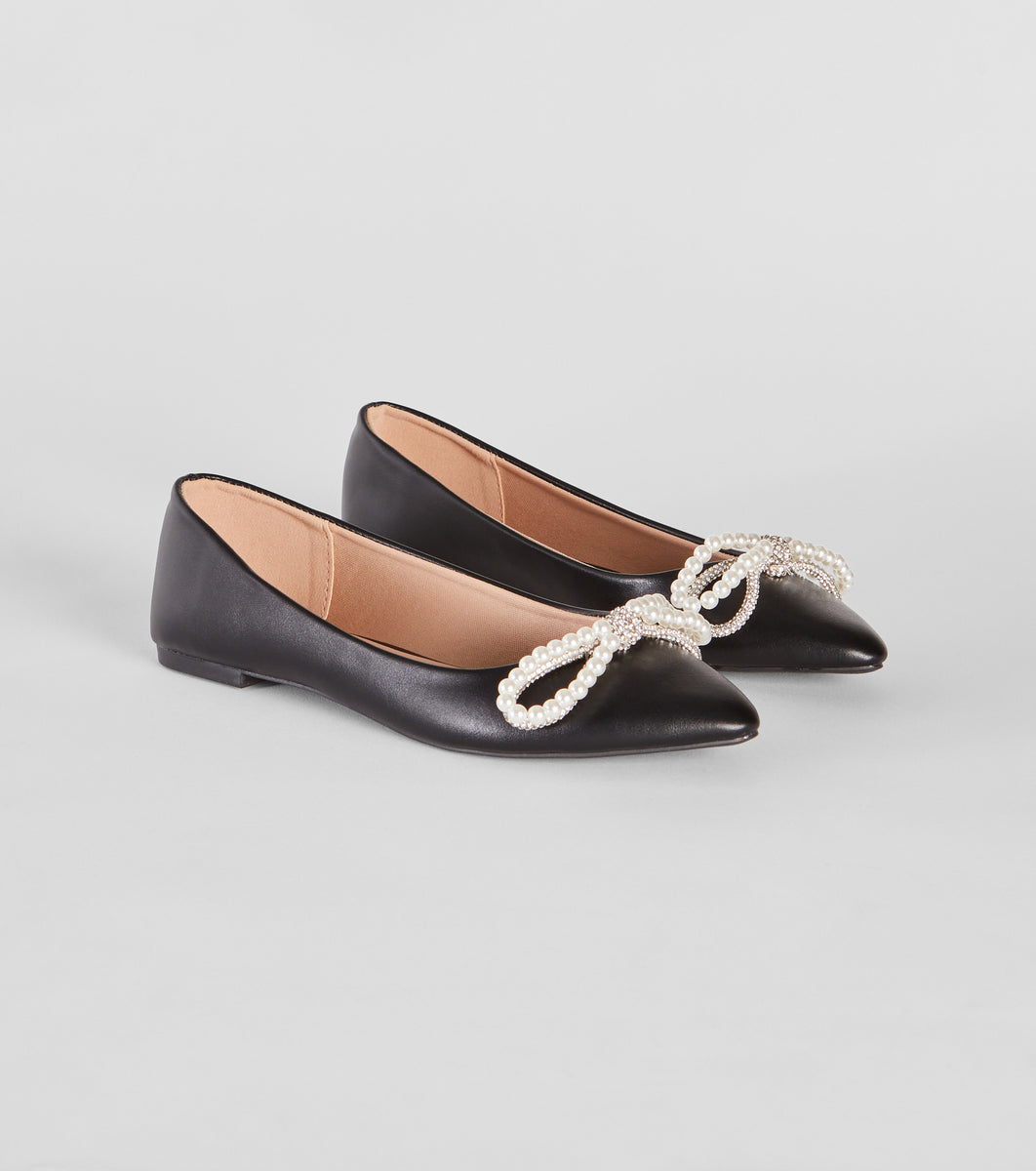 Windsor Elegant Sparkle Rhinestone Bow Ballet Flats | Hamilton Place
