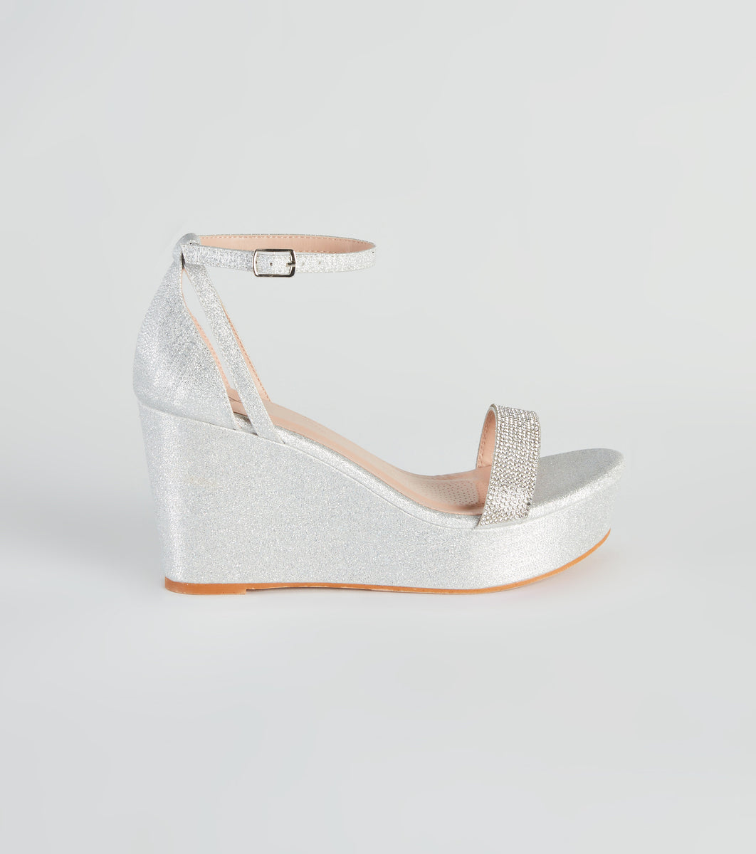 Cue The Glitter Rhinestone Platform Wedges & Windsor